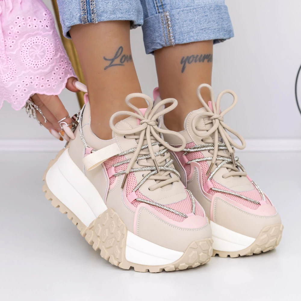 Pantofi Sport Dama cu Platforma 3SZ13 Roz » MeiMei.Ro