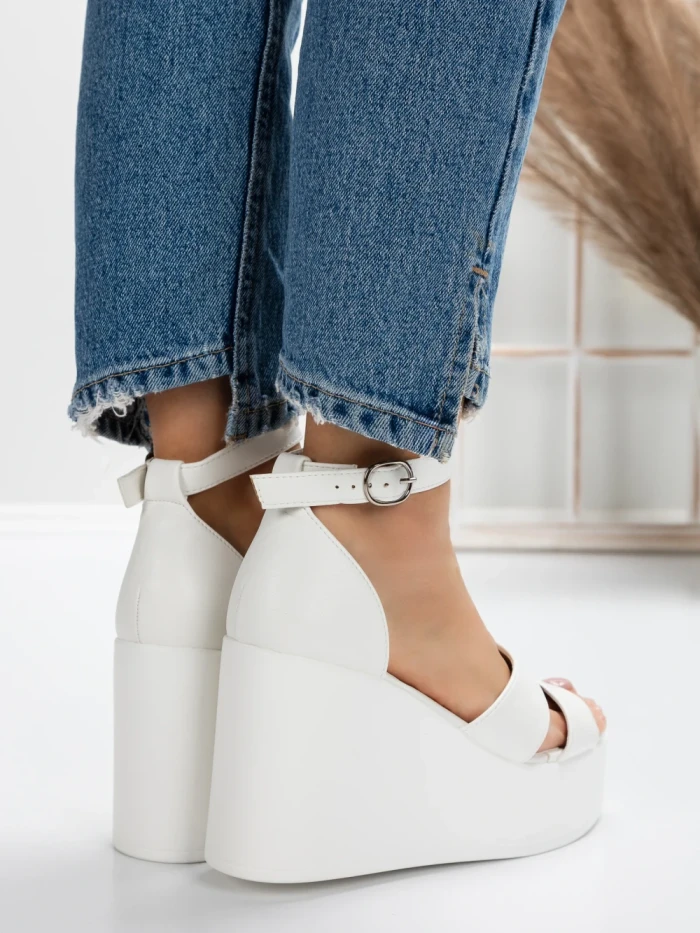 Sandale Dama cu Platforma 5SY9 Alb | Mei » MeiMei.Ro