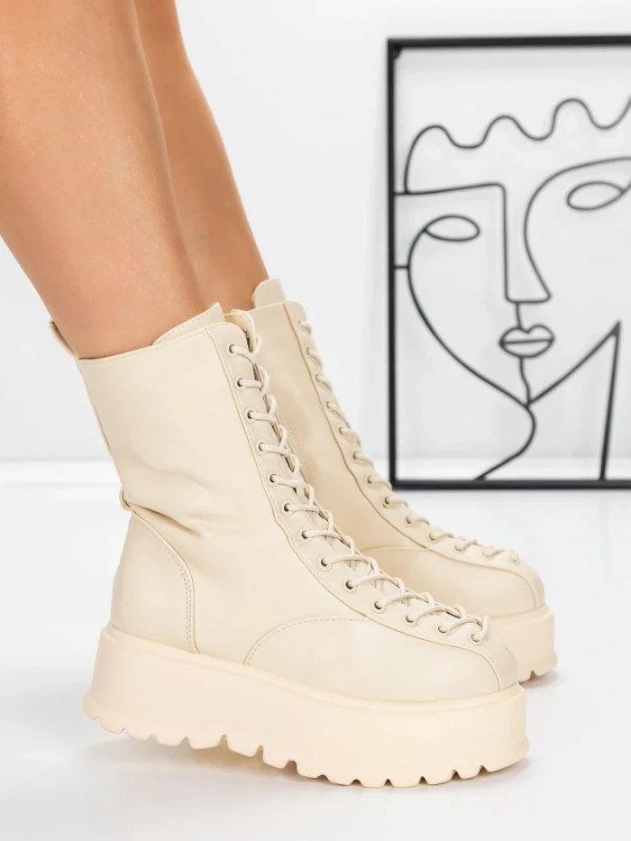 Ghete Dama cu Platforma 3AL77 Bej | Mei » MeiMei.Ro