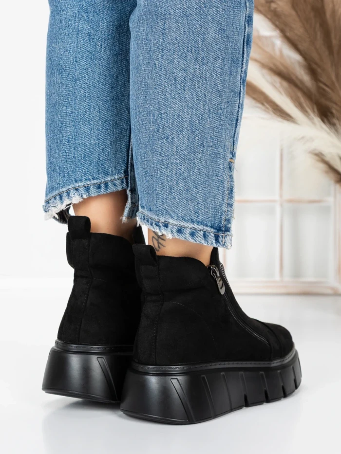 Ghete Dama cu Platforma 5AH65 Negru | Mei » MeiMei.Ro